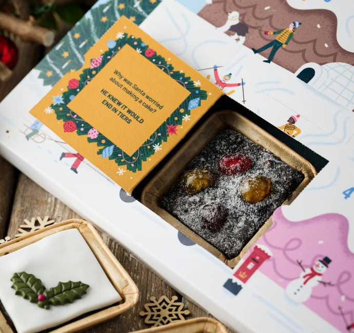 Illustrated advent calendar design for The Original Cake Co.