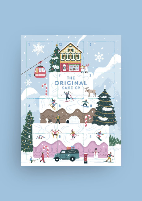 Illustrated advent calendar design for The Original Cake Co.